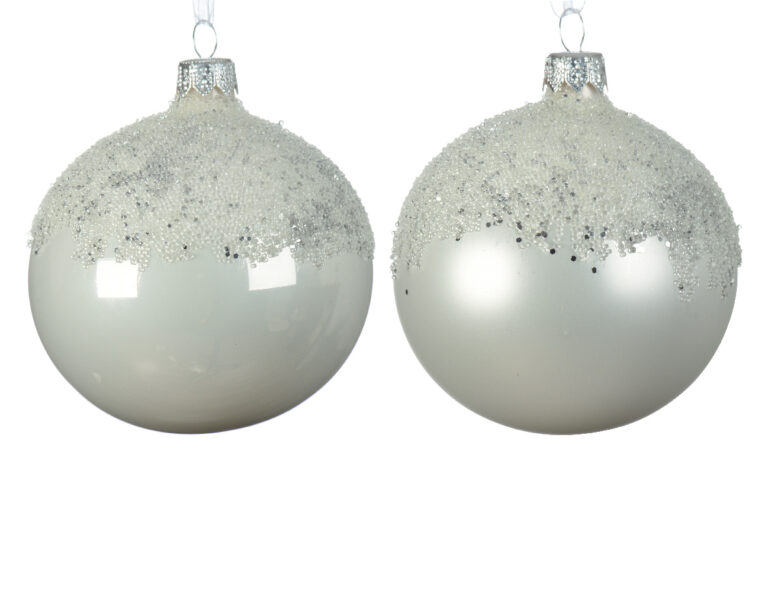 Winter White Glass Christmas Ball – Wehbeh Land